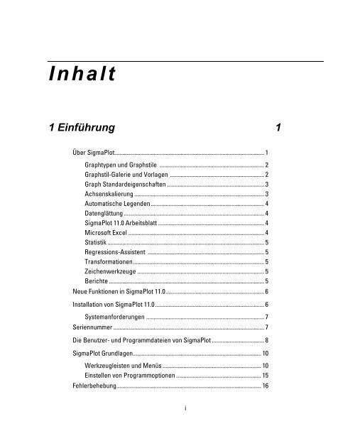 SigmaPlot Benutzerhandbuch Teil 1 - Systat Software GmbH
