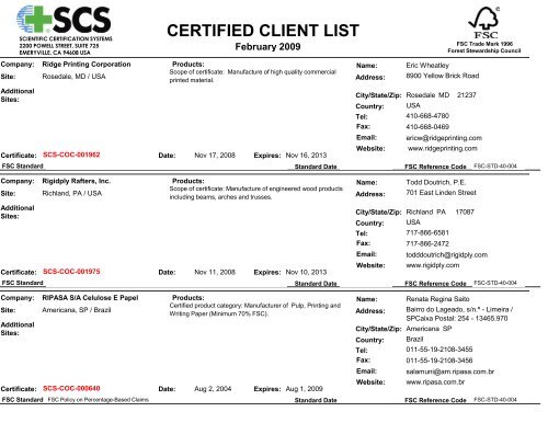 Company: Site: Additional