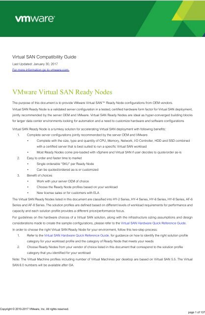 Virtual SAN Compatibility Guide VMware Virtual SAN Ready Nodes