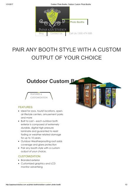 Outdoor Photo Booths, Outdoor Custom Photo Booths
