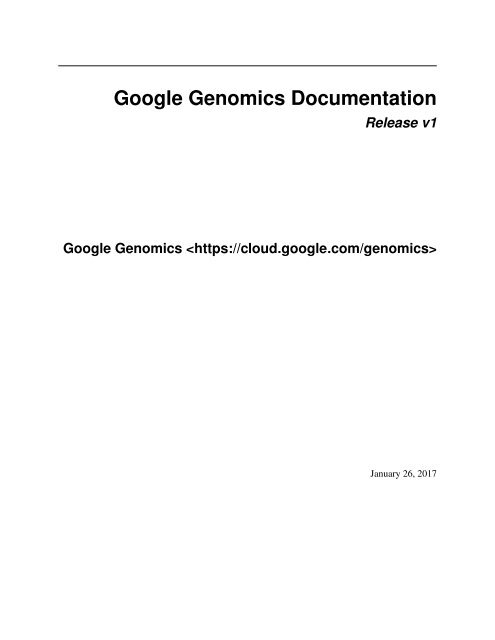 Google Genomics Documentation