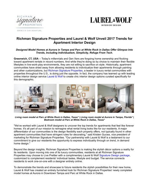 Richman Signature Properties and Laurel & Wolf Unveil 2017 Trends for ...