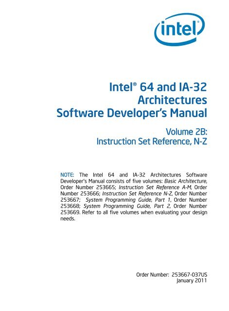 Intel(R) 64 and IA-32 Architectures Software Developer's Manual ...