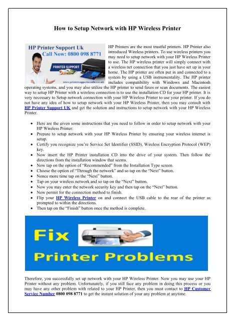 How to Setup Network with HP Wireless Printer