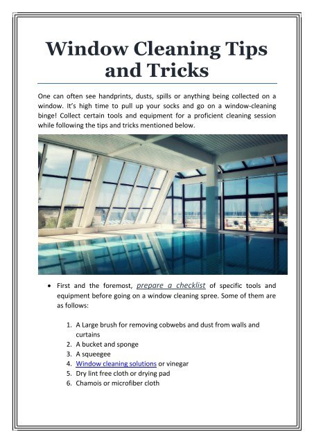 Window Cleaning Tips and Tricks