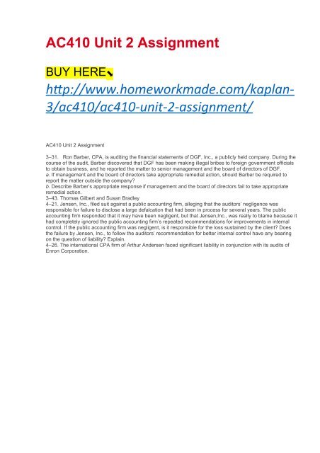 AC410 Unit 2 Assignment