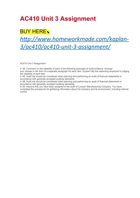 AC410 Unit 3 Assignment