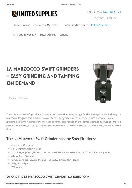 La Marzocco Swift Grinders