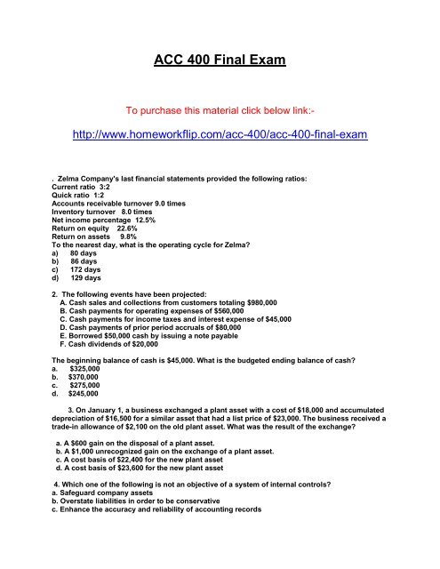 ACC 400 Final Exam
