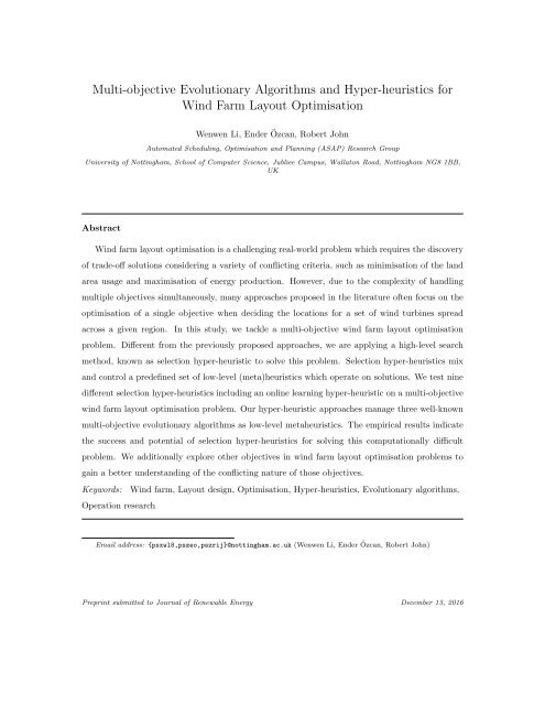 Wind Farm Layout Optimisation Wind Farm Layout Optimisation