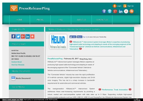 Molex Introduces HSAutoLink Interconnect Systems
