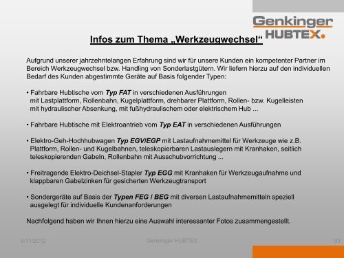 Fahrbare Hubtische Typ FAT - Genkinger-HUBTEX GmbH