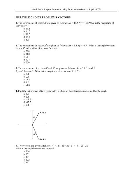 Multiple Choice Problems