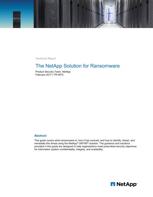 The NetApp Solution for Ransomware