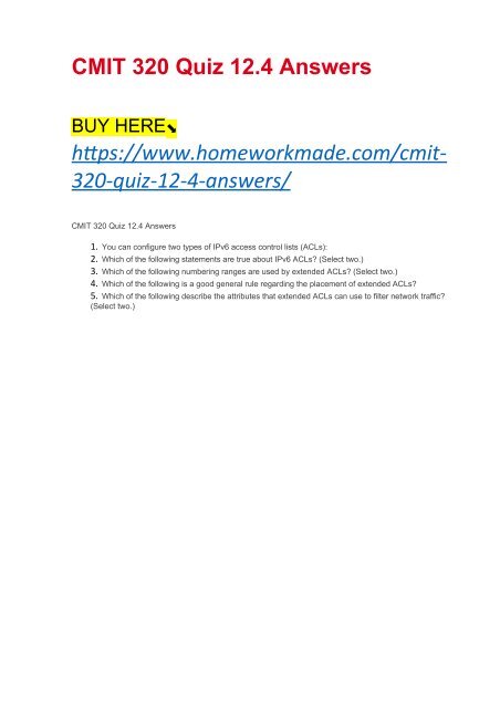 CMIT 320 Quiz 12.4 Answers