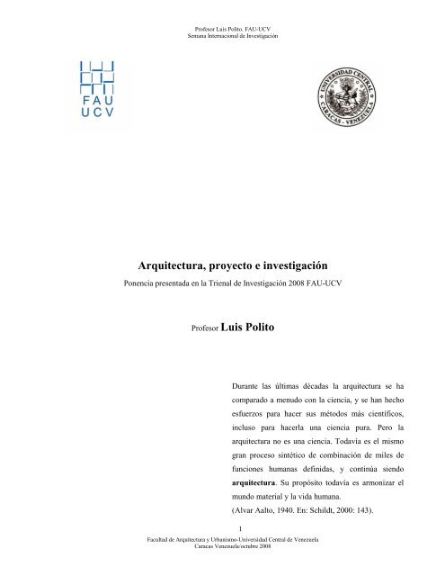 Arquitectura proyecto e investigación Luis Polito