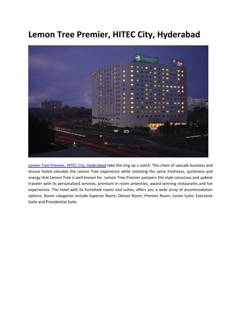 Lemon Tree Premier, HITEC City, Hyderabad
