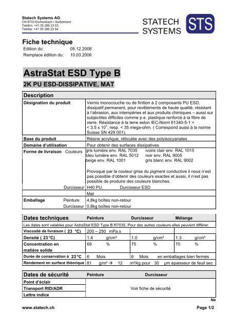 Astrastat ESD Type B - Statech Systems AG