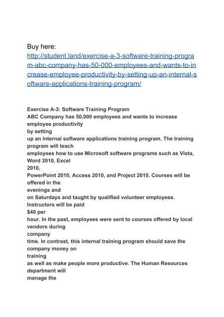 Exercise A-3: Software Training Program ABC Company has 50,000 ...