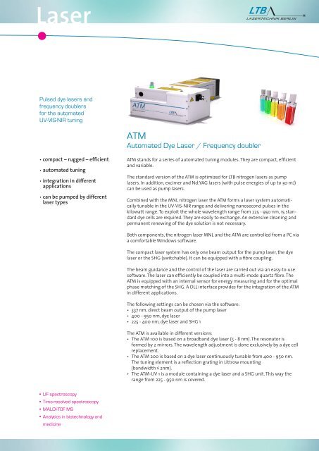 Automated Dye Laser / Frequency doubler - LTB Lasertechnik Berlin