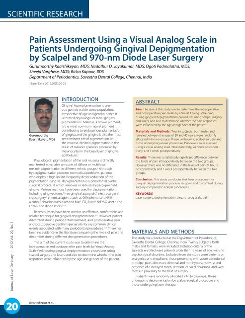 Pain Assessment Using a Visual Analog Scale in Patients ...