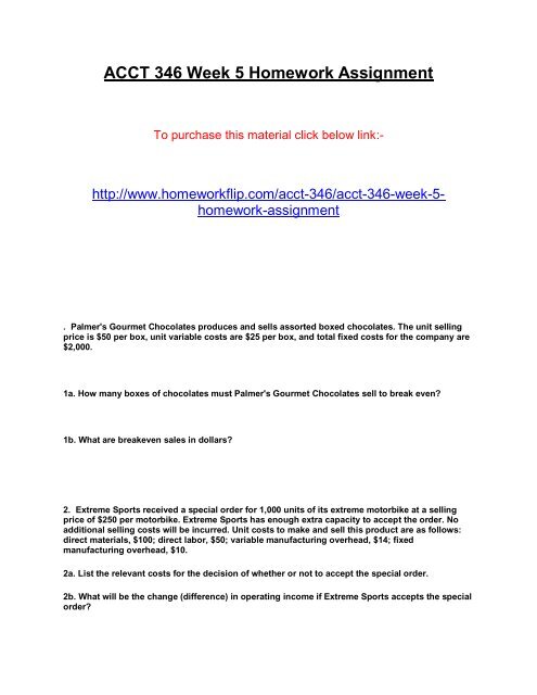 ACCT 346 Week 5 Homework Assignment