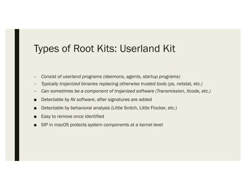 Types of Root Kits: Userl