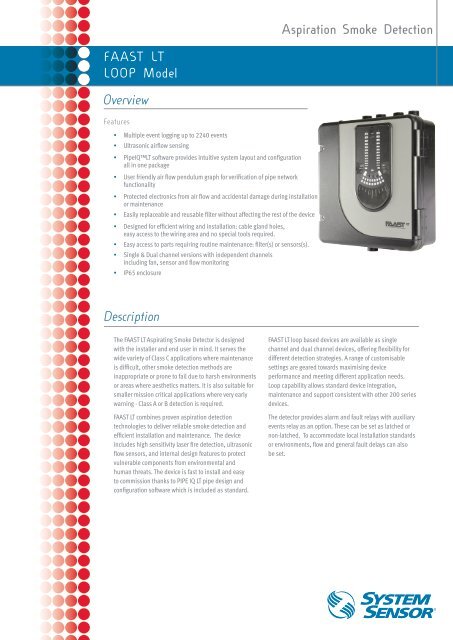 FAAST LT LOOP Model Aspiration Smoke Detection Overview ...