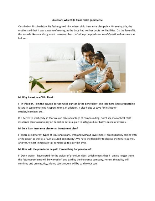 4 reasons why Child Plans make good sense