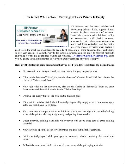 How to Tell When a Toner Cartridge of Laser Printer Is Empty