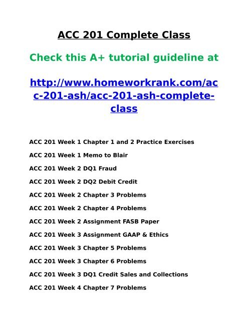 ACC 201 Complete Class
