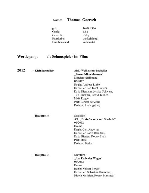Hauptrolle - Thomas Goersch