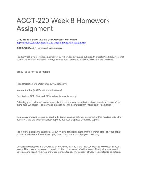 ACCT-220 Week 8 Homework Assignment