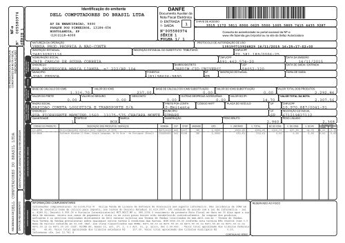 Nota Fiscal do Not Book DELL