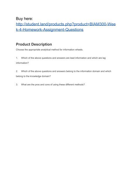 BIAM300 Week 4 Homework Assignment Questions