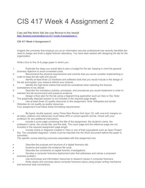 CIS 417 Week 4 Assignment 2