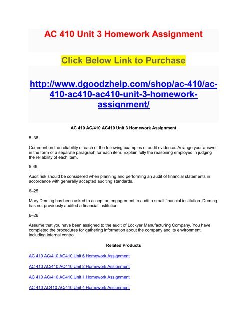 AC 410 Unit 3 Homework Assignment