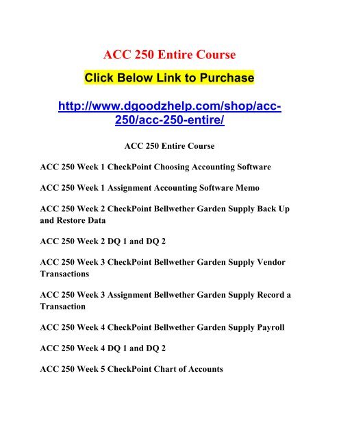 ACC 250 Entire Course