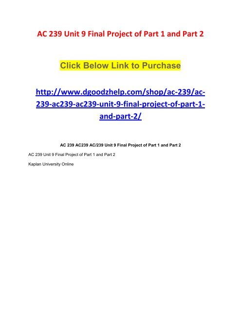 AC 239 Unit 9 Final Project of Part 1 and Part 2