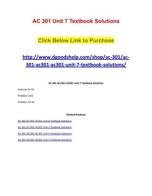 AC 301 Unit 7 Textbook Solutions