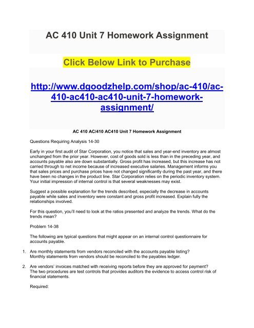 AC 410 Unit 7 Homework Assignment