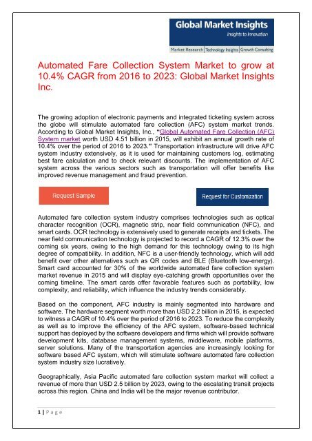 Global AFC Software Market to grow at 10.4% CAGR from 2016 to 2023