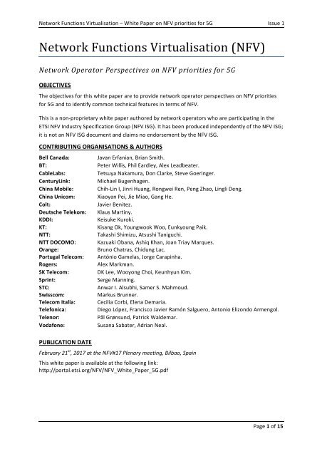 Network Functions Virtualisation Nfv
