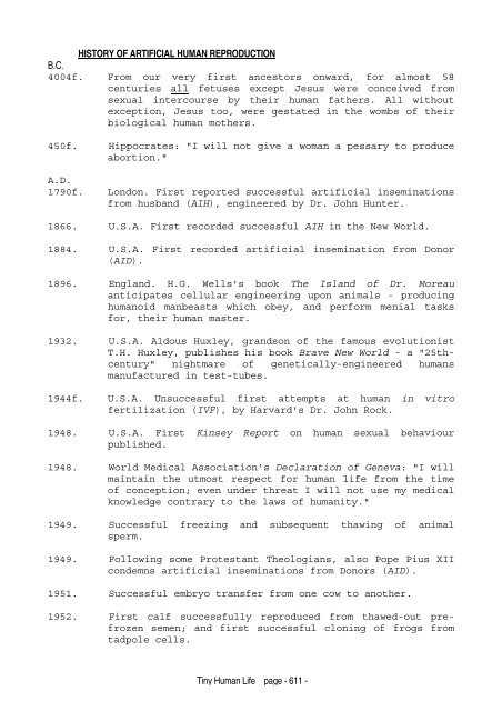 History of artificial human reproduction - The Works of F. N. Lee
