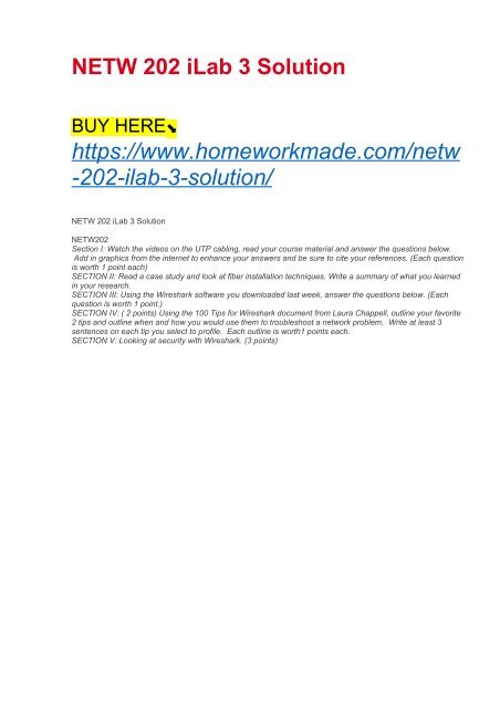 NETW 202 iLab 3 Solution