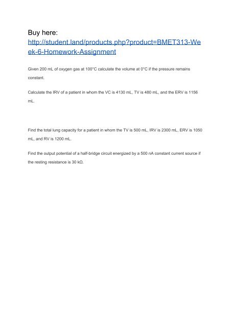 BMET313 Week 6 Homework Assignment