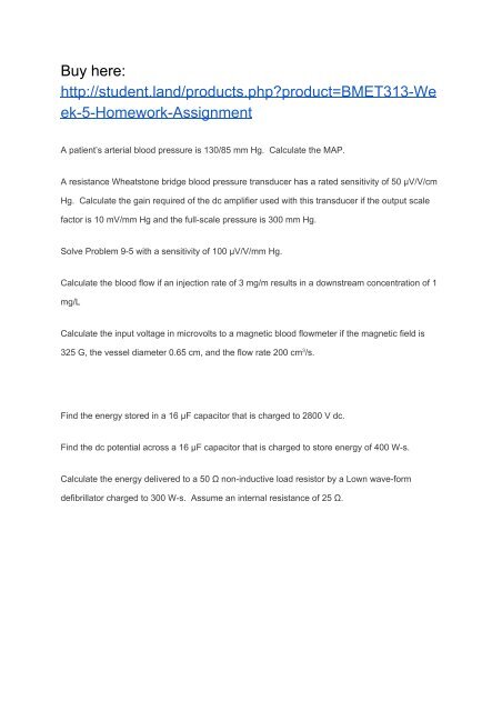 BMET313 Week 5 Homework Assignment