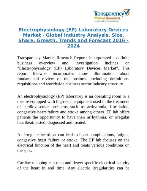 Electrophysiology (EP) Laboratory Devices Market