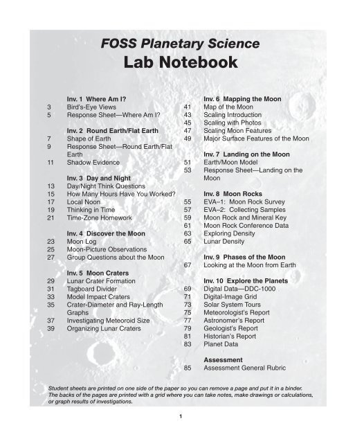 FOSS lab book pages