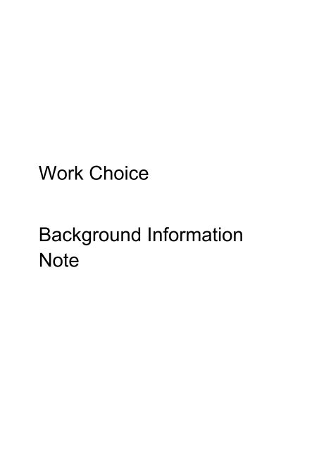Work Choice Background Information Note